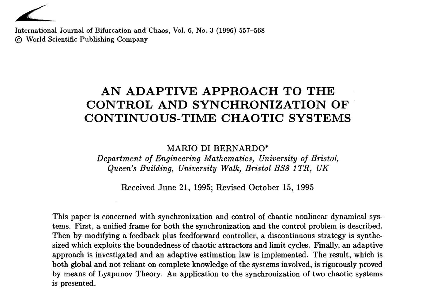 Professional Feature - Mario di Bernardo